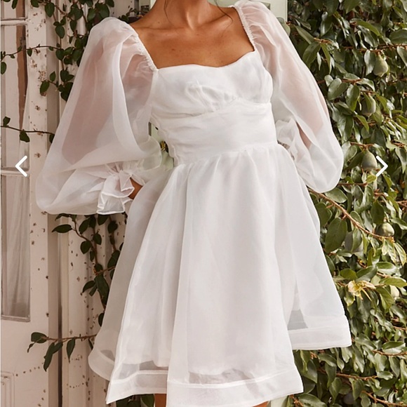 Dresses | Elegant White Puff Sleeve Dress | Poshmark